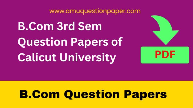 B.Com 3rd Sem Previous Years Question Papers of Calicut University