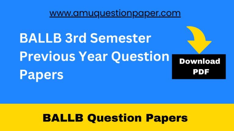 BALLB 3rd Semester Previous Year Question Papers PDF Download
